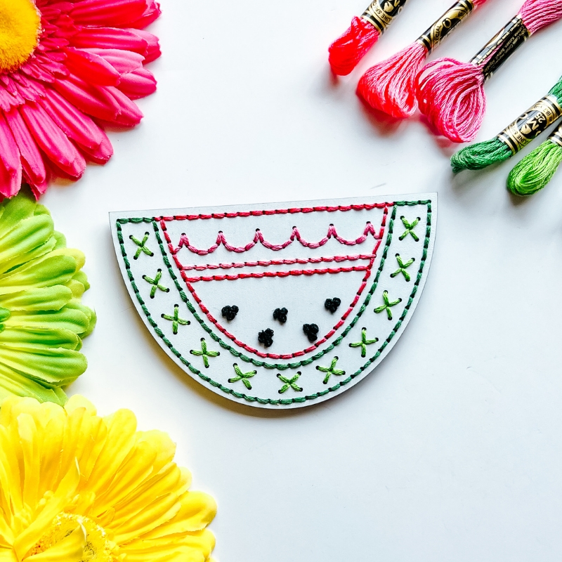 Wood Embroidery Watermelon