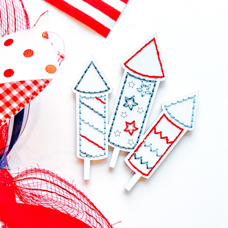Wood Embroidery Firecrackers